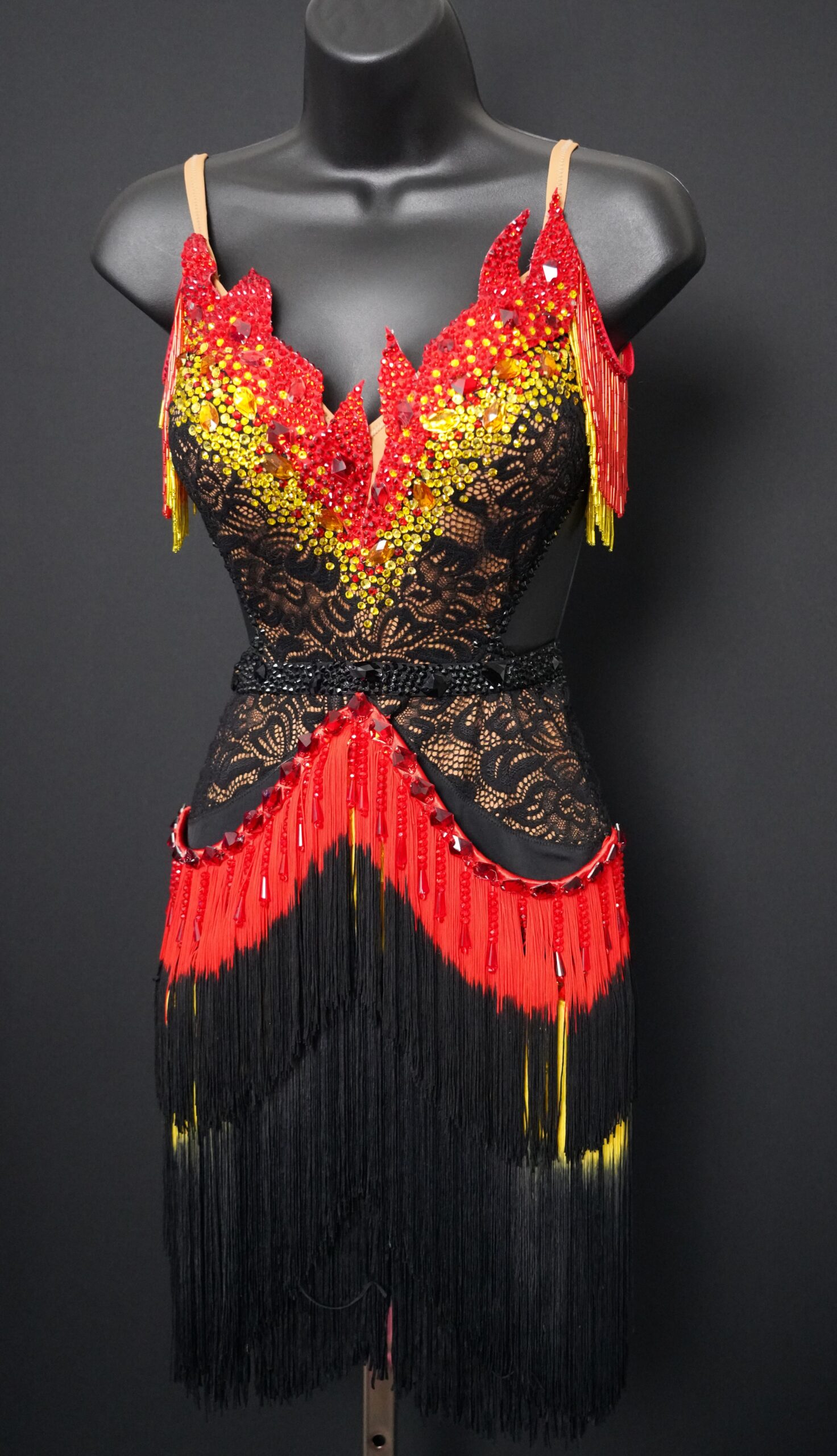 Lace Dress with Fiery Decoration - Wissane Dance Outfit